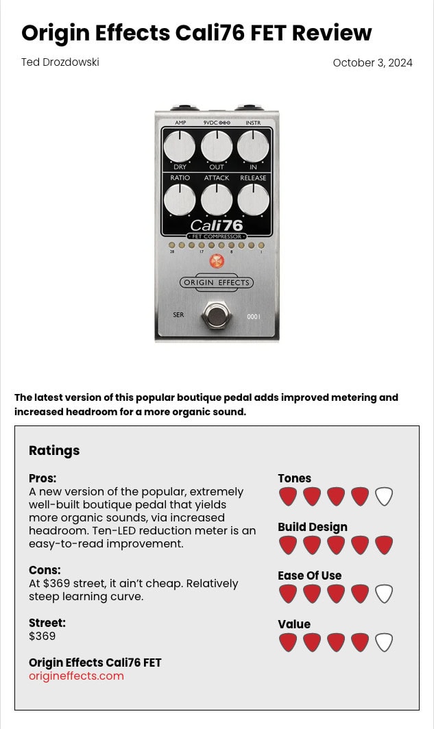 Product Review: Premier Guitar Review The Cali76 FET Compressor